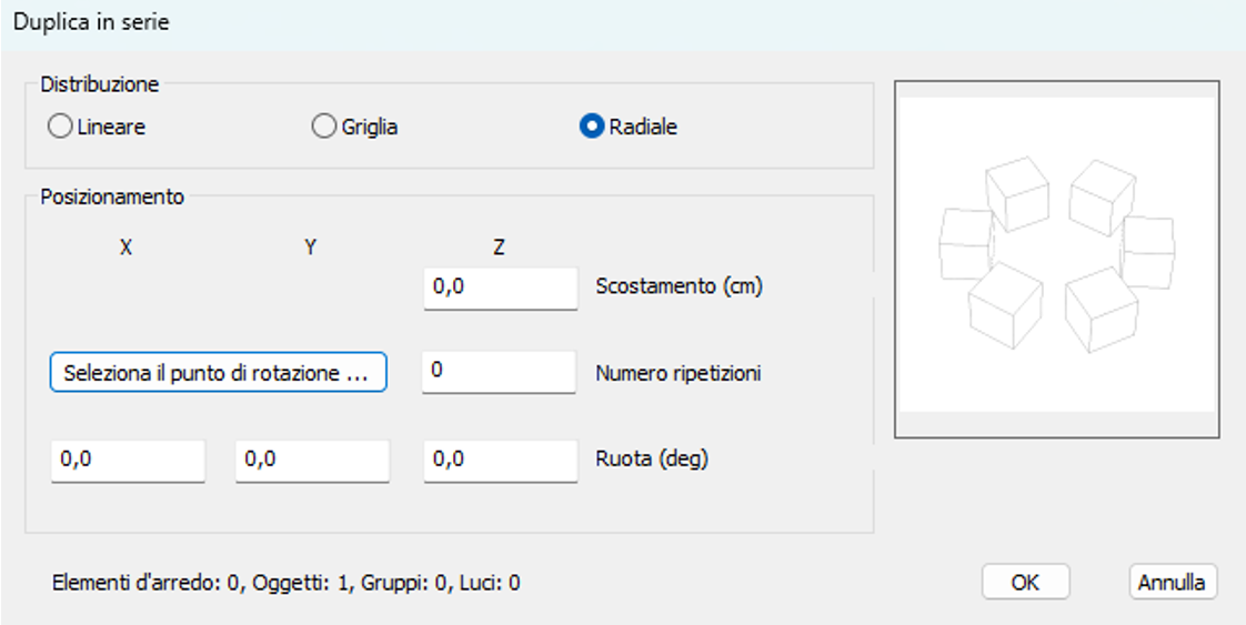 Duplica arredi, oggetti e luci in serie - Array – DomuS3D - Supporto online