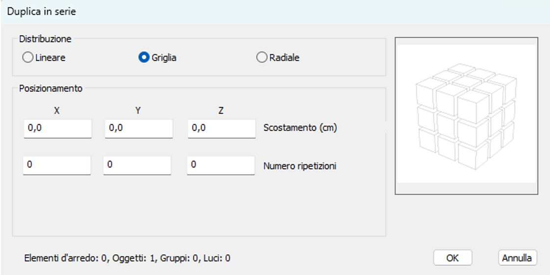 Duplica arredi, oggetti e luci in serie - Array – DomuS3D - Supporto online