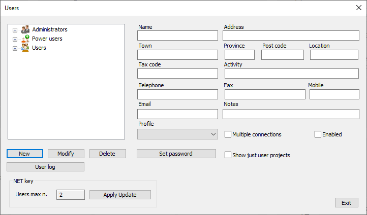 DomuS3D Client-Server: User Management – DomuS3D - Online Support