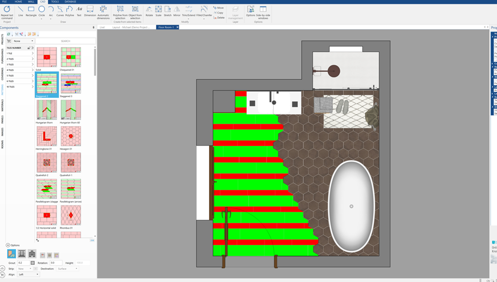 Tiling a surface with multiple materials using tiling areas – multi ...