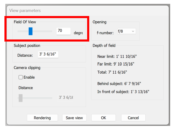 Changing the Camera's Field of View – DomuS3D - Online Support